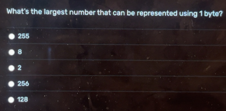 Solved: What's the largest number that can be represented using 1 byte ...