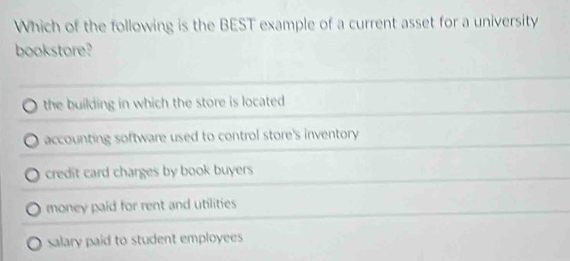 Solved: Which of the following is the BEST example of a current asset ...