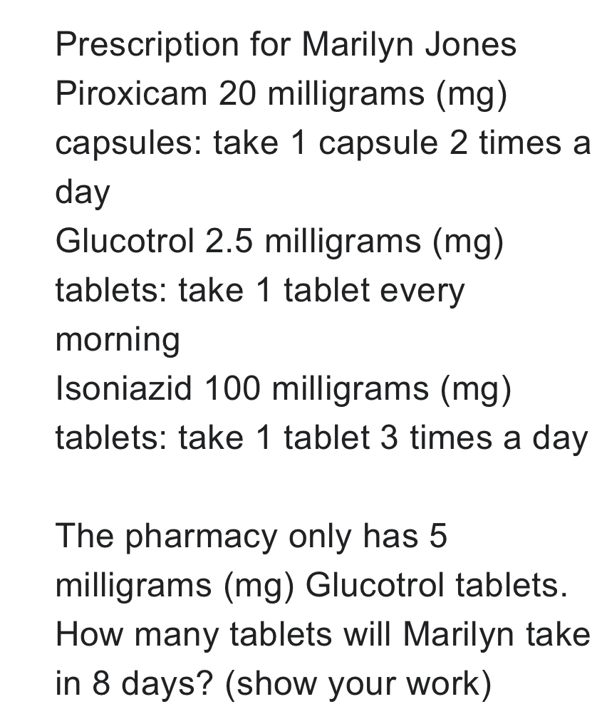 Prescription for Marilyn Jones Piroxicam 20 milligrams (mg) capsules ...