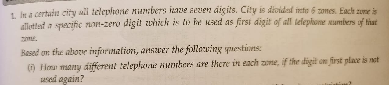 Solved: In a certain city all telephone numbers have seven digits. City ...