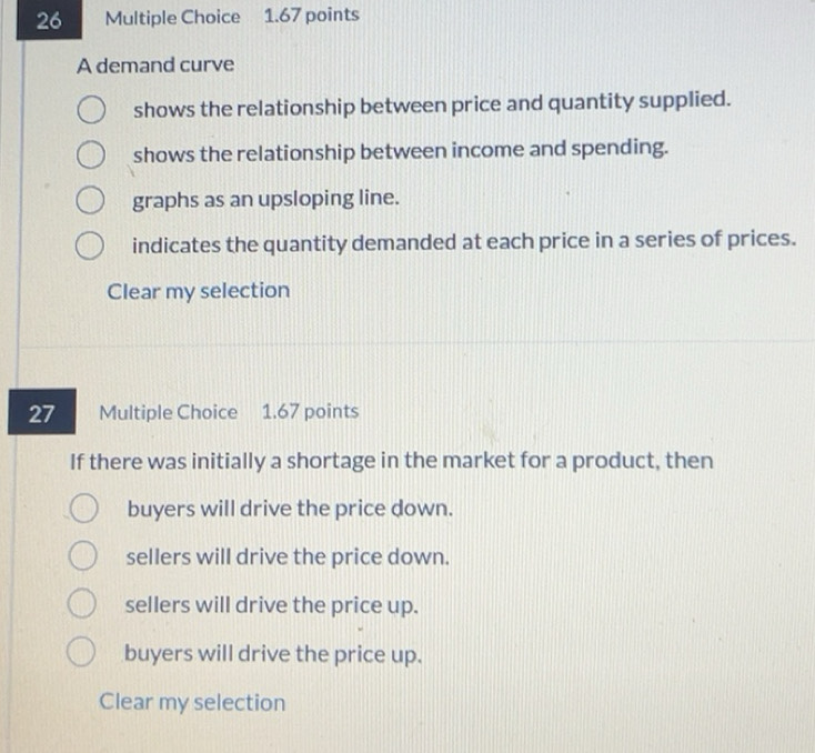 Solved: A demand curve shows the relationship between price and ...