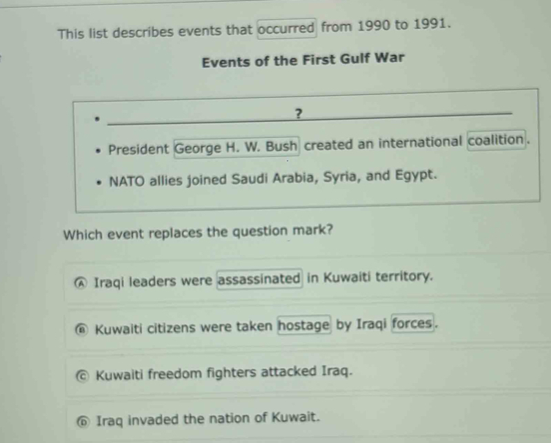 Solved: This list describes events that occurred from 1990 to 1991 ...