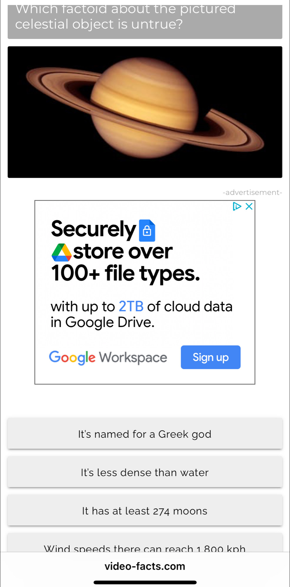 Solved: Which factoid about the pictured celestial object is untrue ...