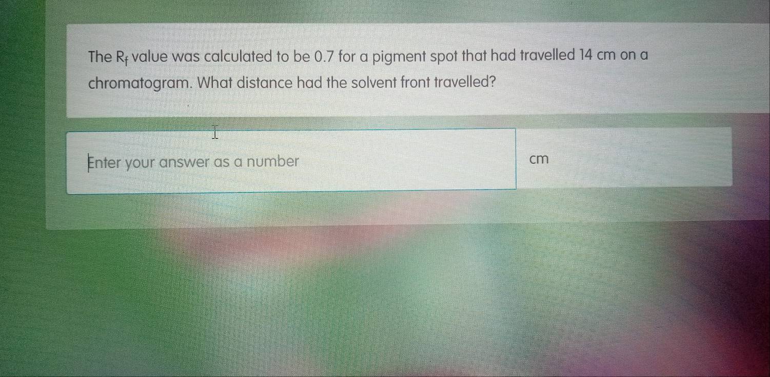 Solved: The R value was calculated to be 0.7 for a pigment spot that ...