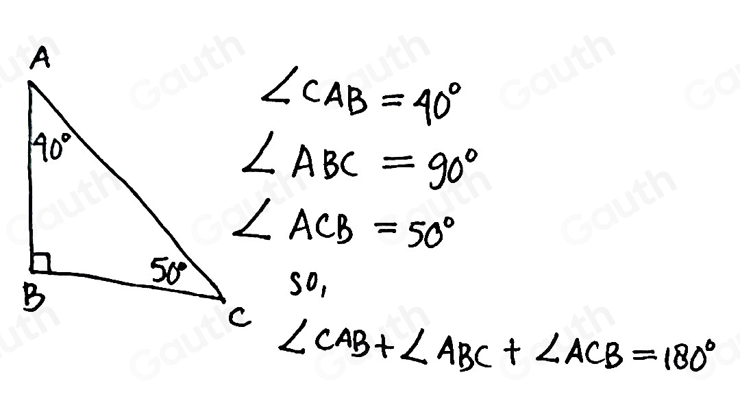 Solved: Create a random triangle, ABC. Measure and record its angles. B ...