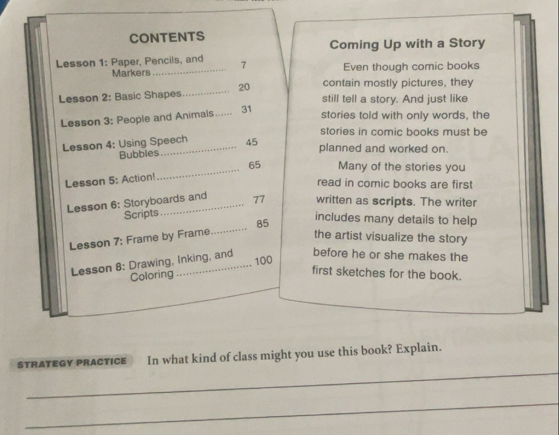 Solved: CONTENTS Coming Up with a Story Lesson 1: Paper, Pencils, and 7 ...