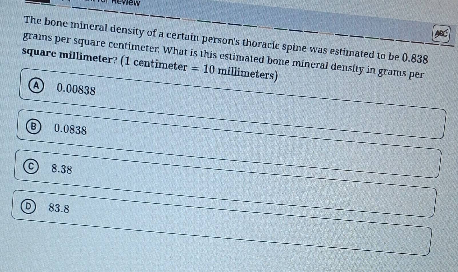 Solved: Review The bone mineral density of a certain person's thoracic ...