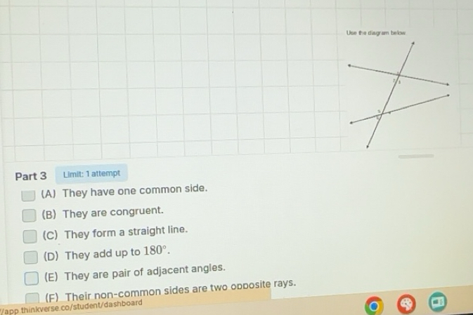 Solved: Use the diagram below Part 3 Limit: 1 attempt (A) They have one ...