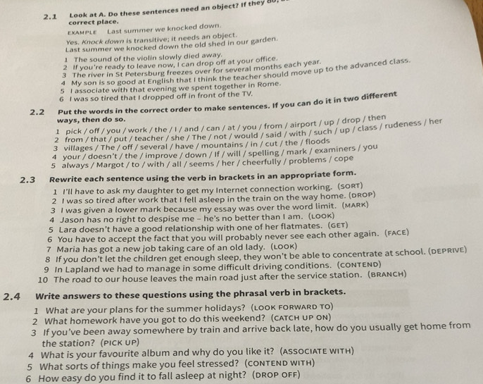 Giải quyết:2.1 Look at A. Do these sentences need an object? If they 80 ...