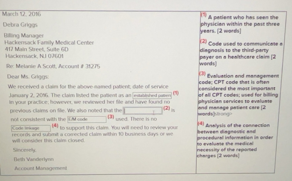 Solved: March 12, 2016 (1) A patient who has seen the Debra Griggs ...