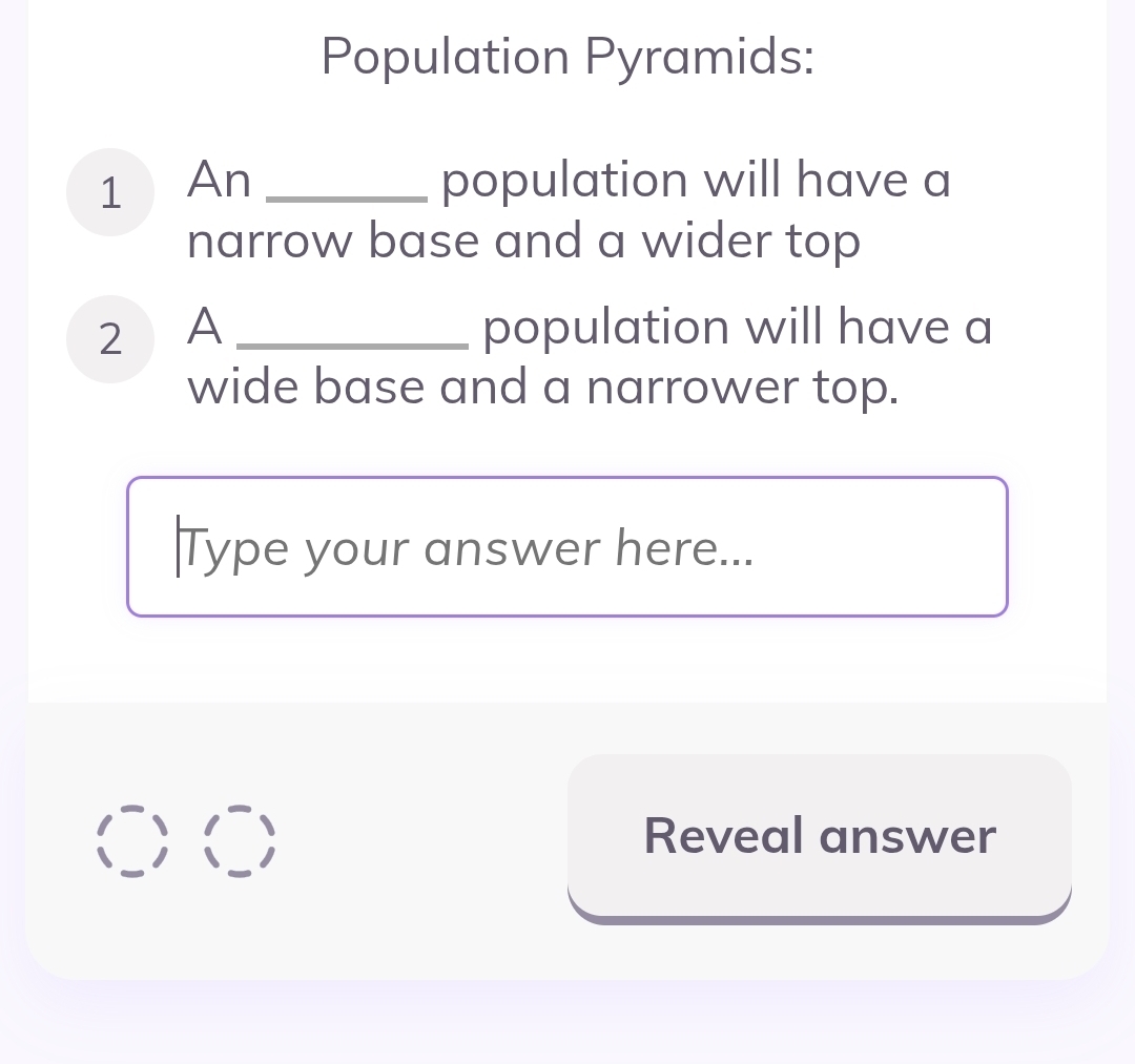 Solved: Population Pyramids: 1 An _population will have a narrow base ...