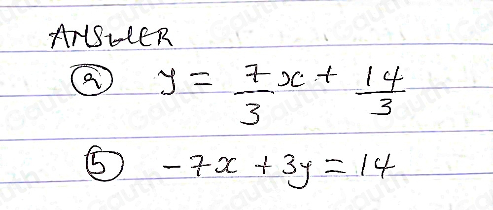 Solved: Write an equation (a) in slope-intercept form and (b) in ...