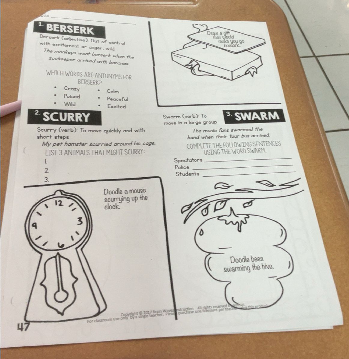 Solved: BERSERK Berserk (adjective): Out of control with excitement or ...