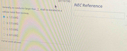 Solved: (Id:110728) NEC Reference Generally, no conductor larger than ...