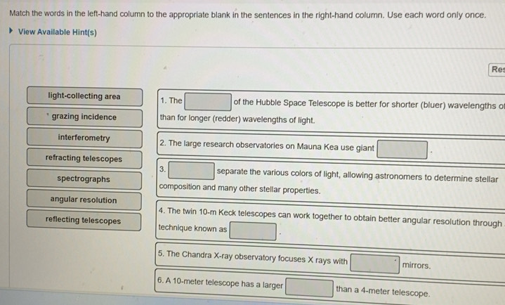 Solved: Match the words in the left-hand column to the appropriate blank in the sentences in the ...