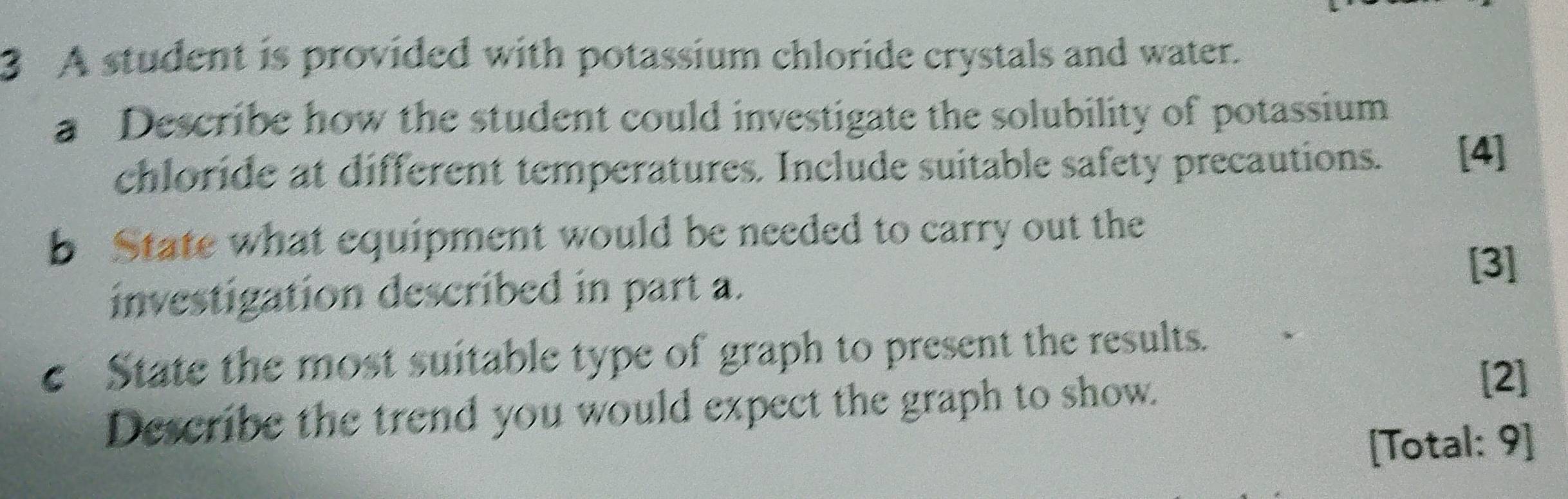 Solved: A student is provided with potassium chloride crystals and ...