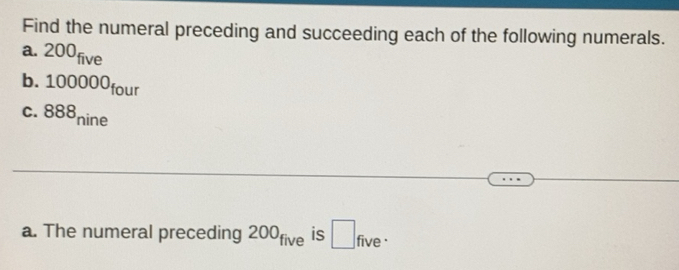 Solved: Find the numeral preceding and succeeding each of the following ...