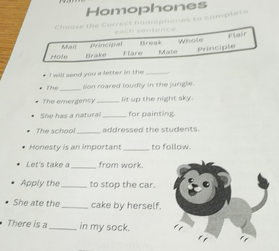 Gelöst:Homophones Choose the Correct homophones to complete each ...