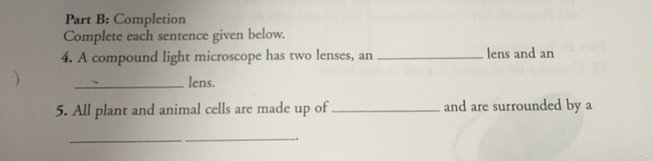 Gelöst:Completion Complete each sentence given below. 4. A compound ...