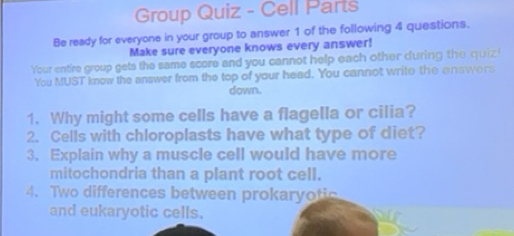 Solved: Group Quiz - Cell Parts Be ready for everyone in your group to ...