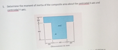 Solved: Determine the moment of inertia of the composite area about the centroidal X-axis and ...