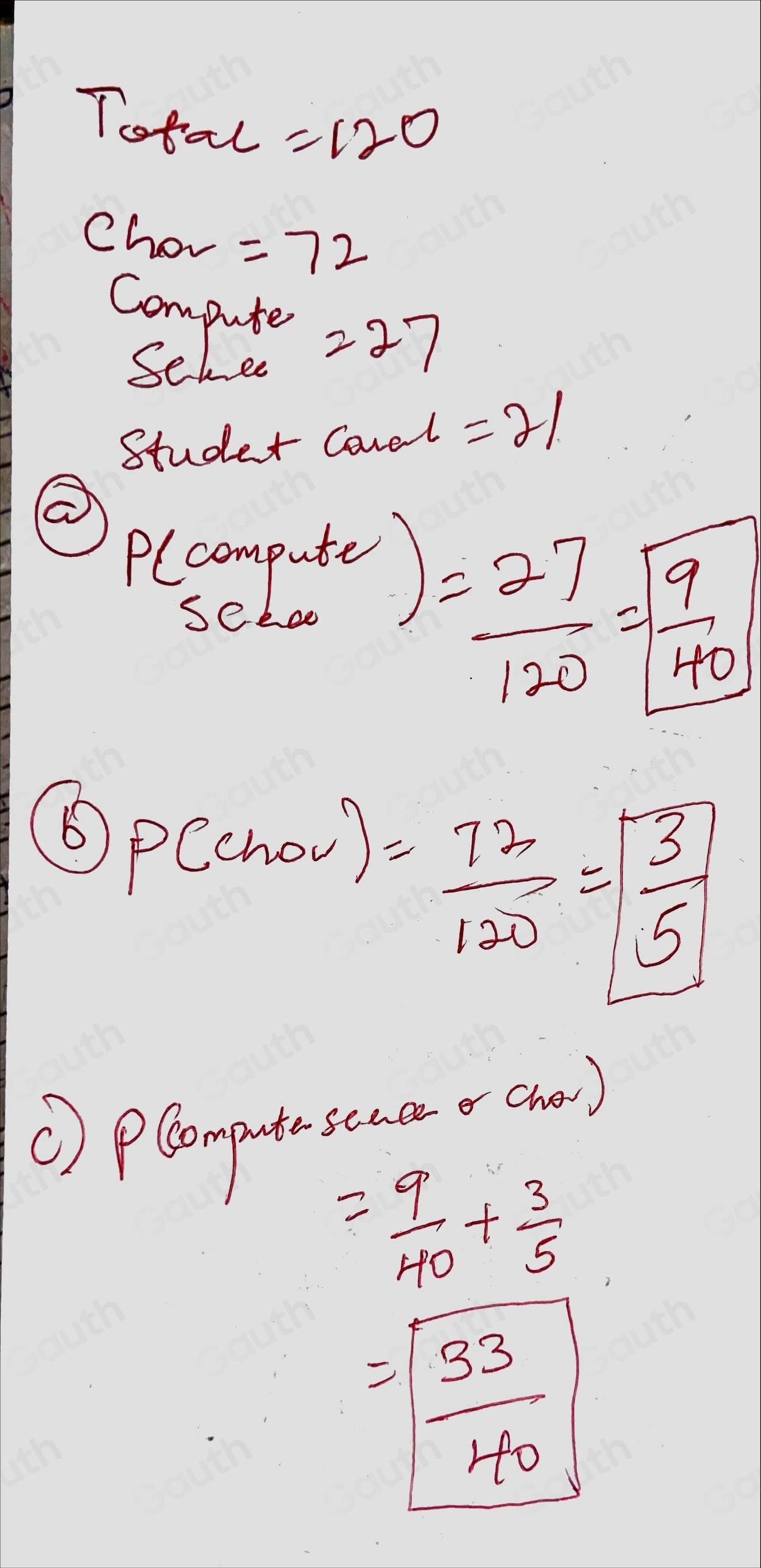Solved: There are 120 9th graders at Mountain Day High School. They all ...