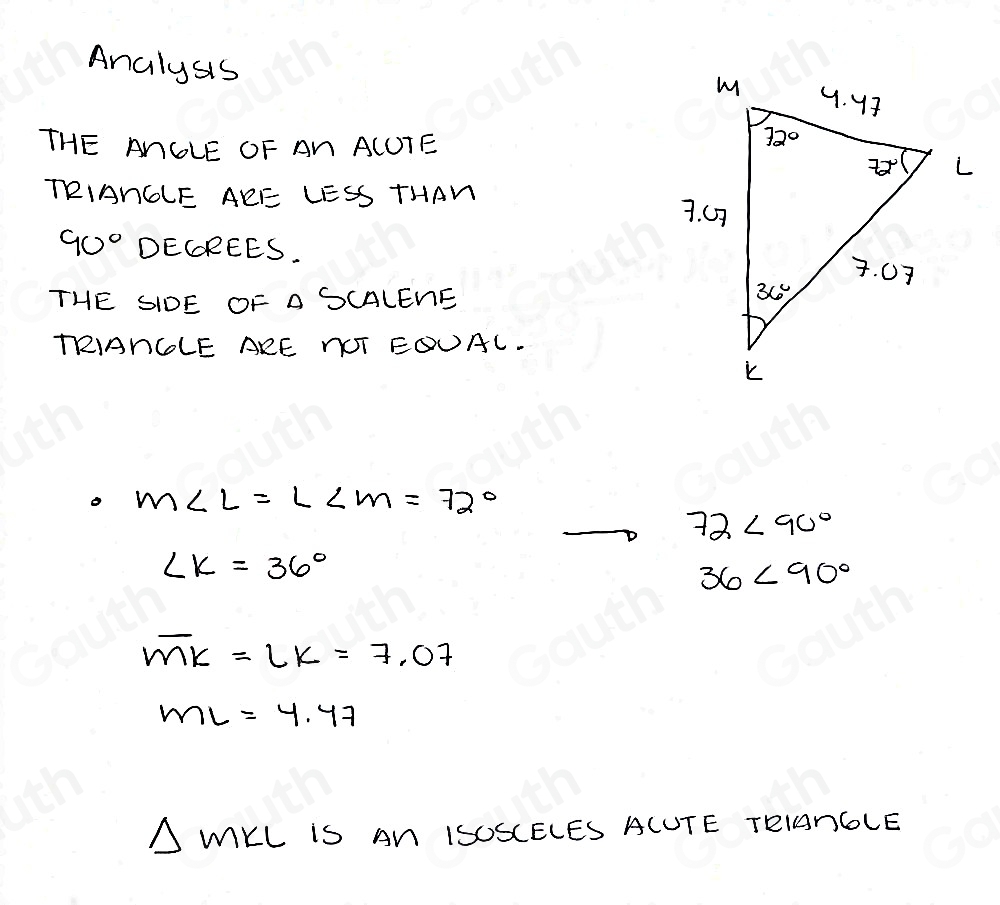Solved: Drag the vertices of KLM to form a scalene acute triangle. [Math]