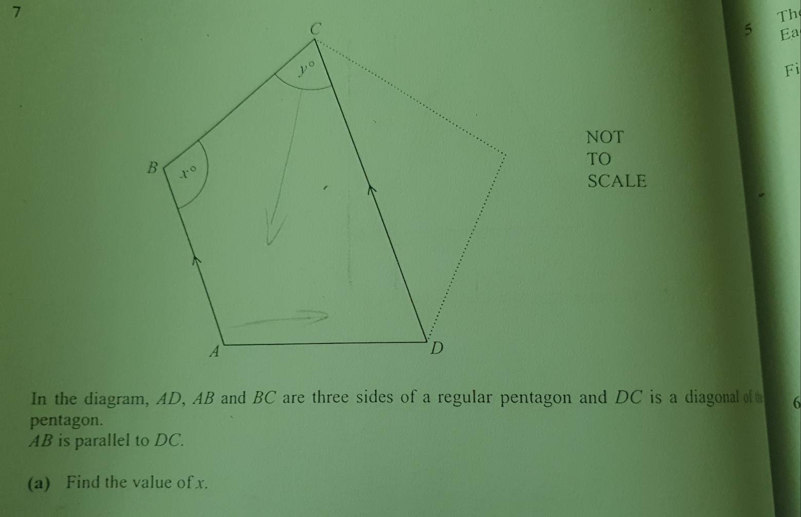 تم الحل:Th 5 Ea Fi NOT TO SCALE In the diagram, AD, AB and BC are three ...