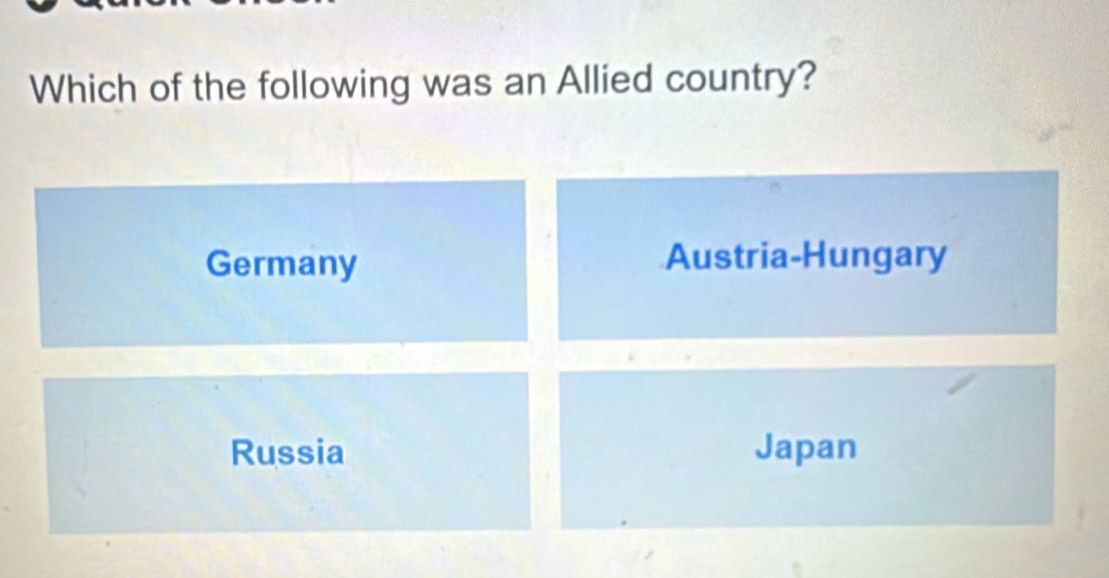 Solved: Which of the following was an Allied country? Germany Austria ...