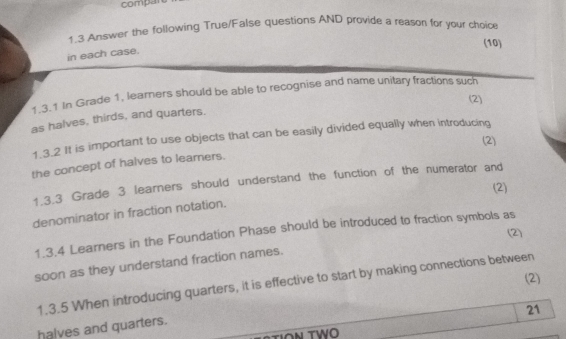Solved: compan 1.3 Answer the following True/False questions AND ...