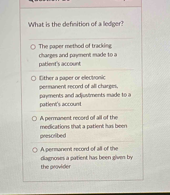 Solved: What is the definition of a ledger? The paper method of ...