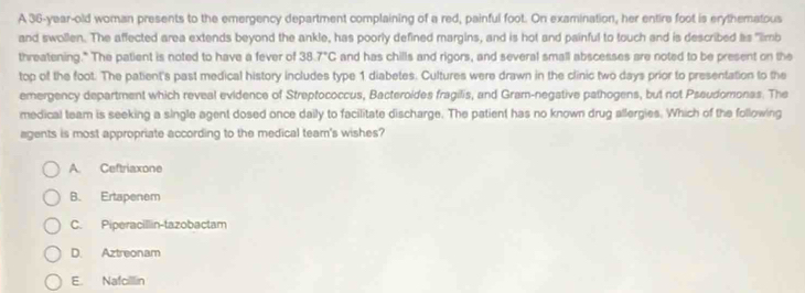 Solved: A 36-year-old woman presents to the emergency department ...