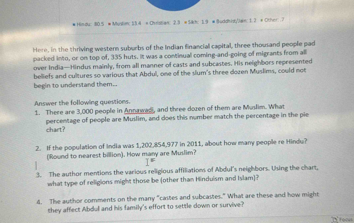 Solved: Hindu: 80.5 # Muslim: 13.4 ※ Christian: 2.3 # Sikh: 1.9 ...