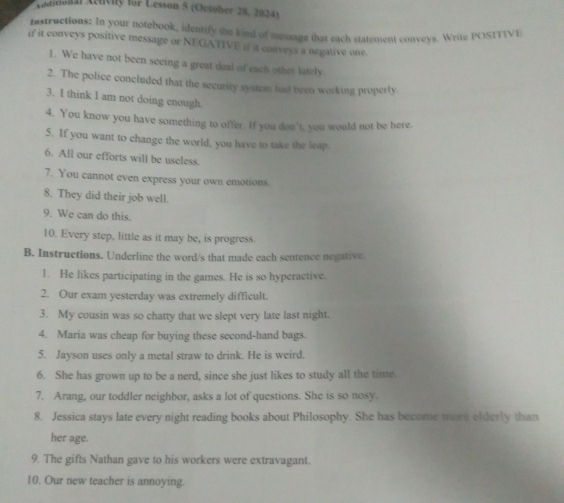 Solved: Aaditional Xenchy for Lesson 5 (October 28, 2024) fastructions ...