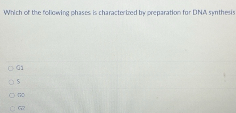 Solved: Which of the following phases is characterized by preparation ...