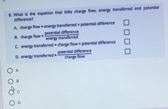 Solved: What is the equation that links charge flow, energy transferred ...