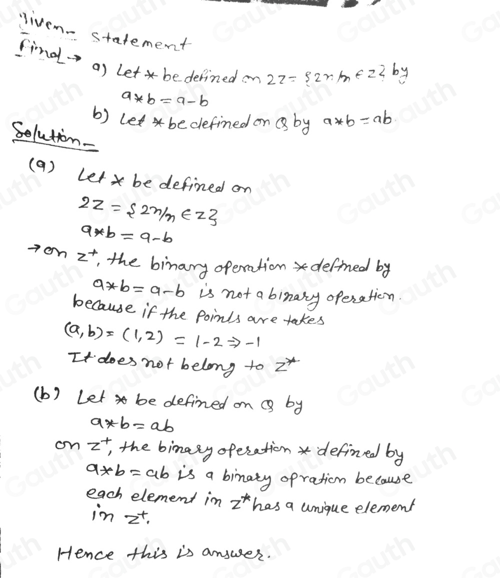 Solved: Exercise 1.43: Determine whether the binary operation +gives a ...