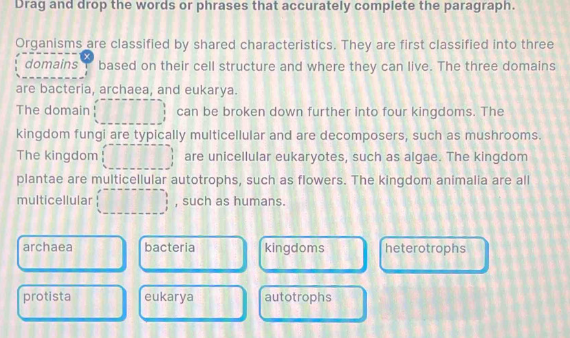 Solved: Drag and drop the words or phrases that accurately complete the ...