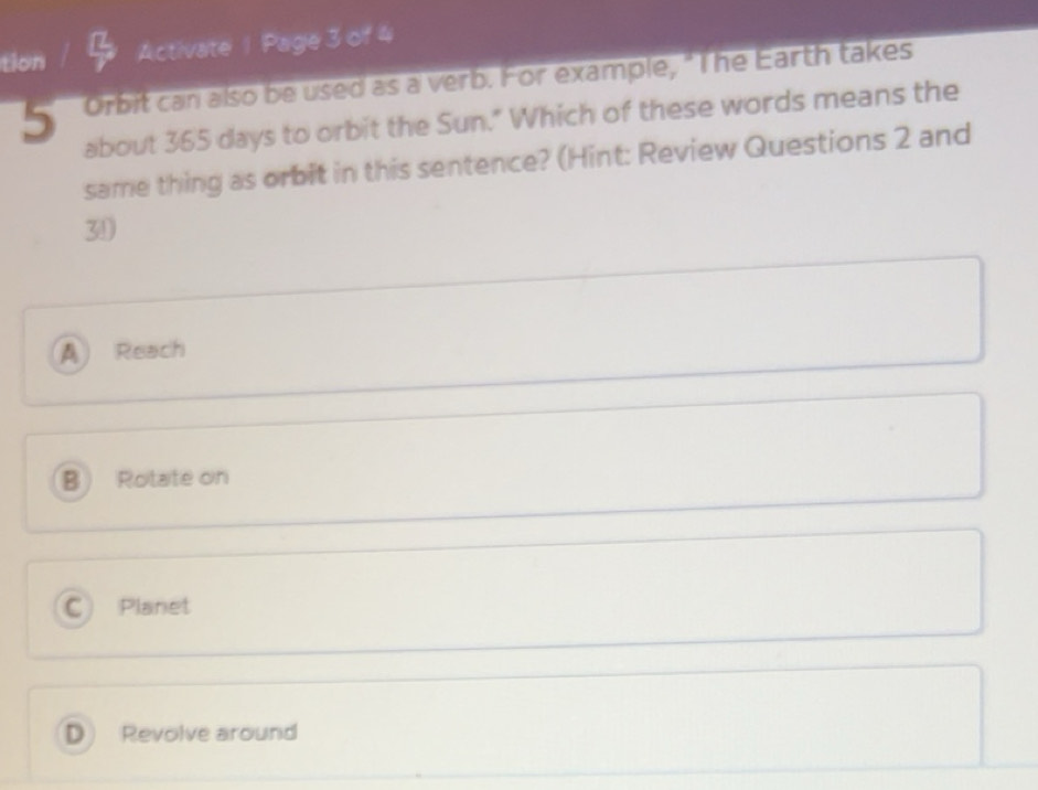 Solved: tion Activate | Page 3 of 4 5 Orbit can also be used as a verb ...
