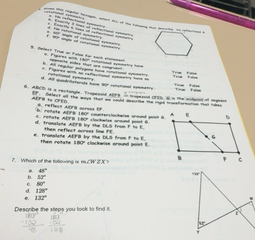 Solved: rotational symmetry Given this regular hexagon, select ALL of ...