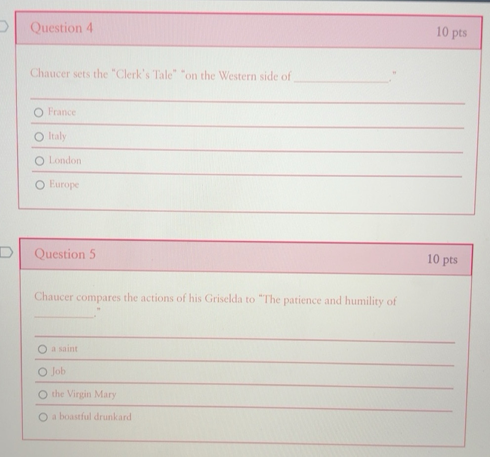 Solved: Chaucer sets the “Clerk’s Tale”“on the Western side of ...