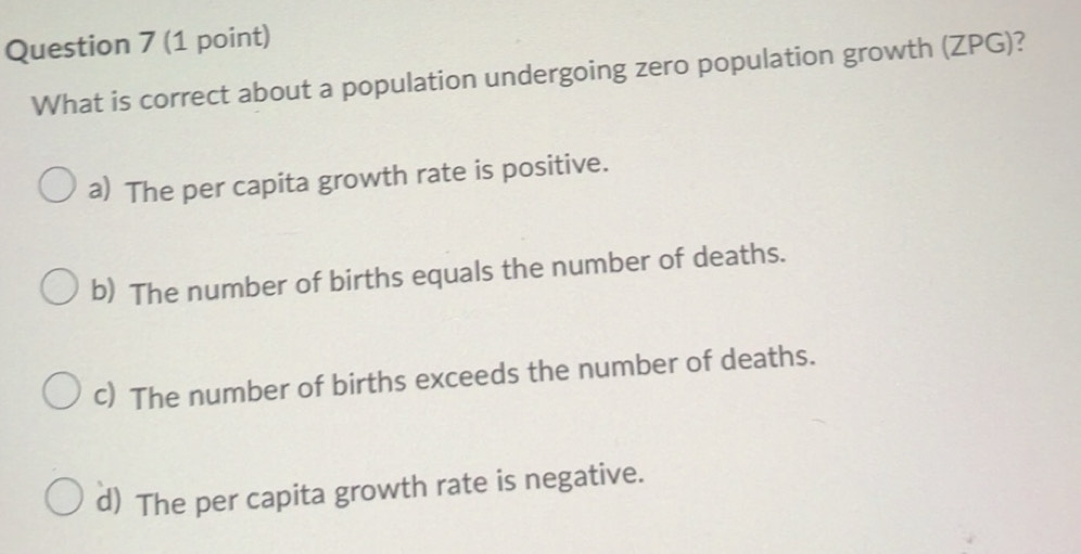 Solved: What is correct about a population undergoing zero population ...