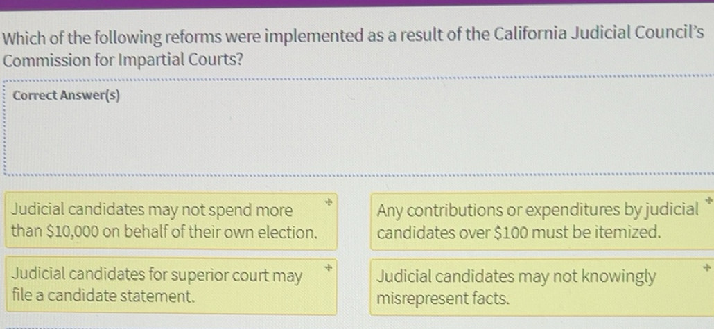Solved: Which of the following reforms were implemented as a result of ...