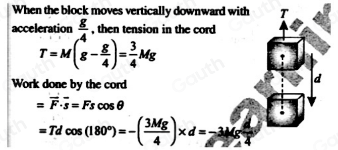 Solved: A cord is used to lower vertically a block of mass M by a distance d with constant ...