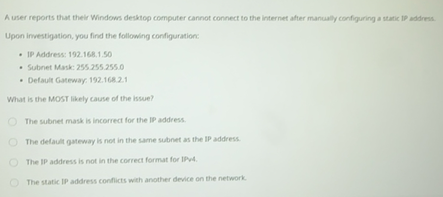 Solved: A user reports that their Windows desktop computer cannot ...