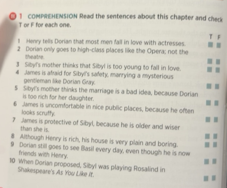 Risolto:COMPREHENSION Read the sentences about this chapter and check T ...