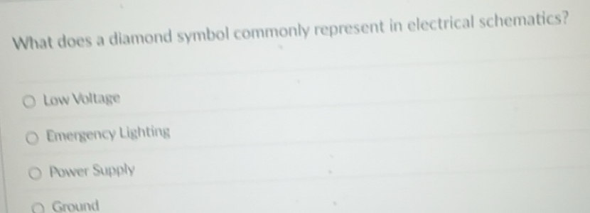Solved: What does a diamond symbol commonly represent in electrical ...