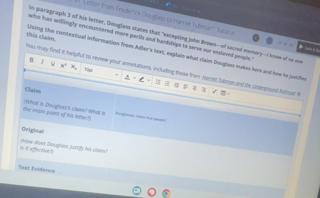 Solved: III "Letter from Frederick Douglass to Harriet Tubman": Tutoria ...