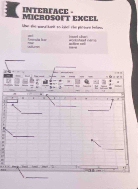 Solved: INTERFACE - MICROSOFT EXCEL Uise the word bank to label the ...