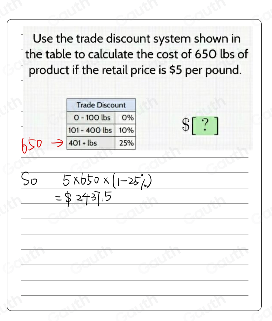 Solved: Use the trade discount system shown in the table to calculate ...